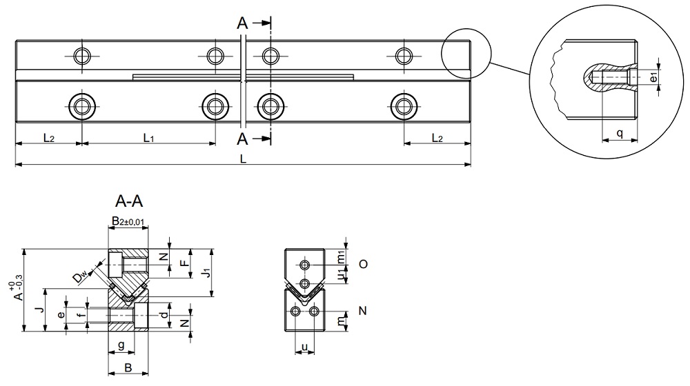 N/O92025-500 Schneeberger Linear Guideway with Needle Cage - Moore ...